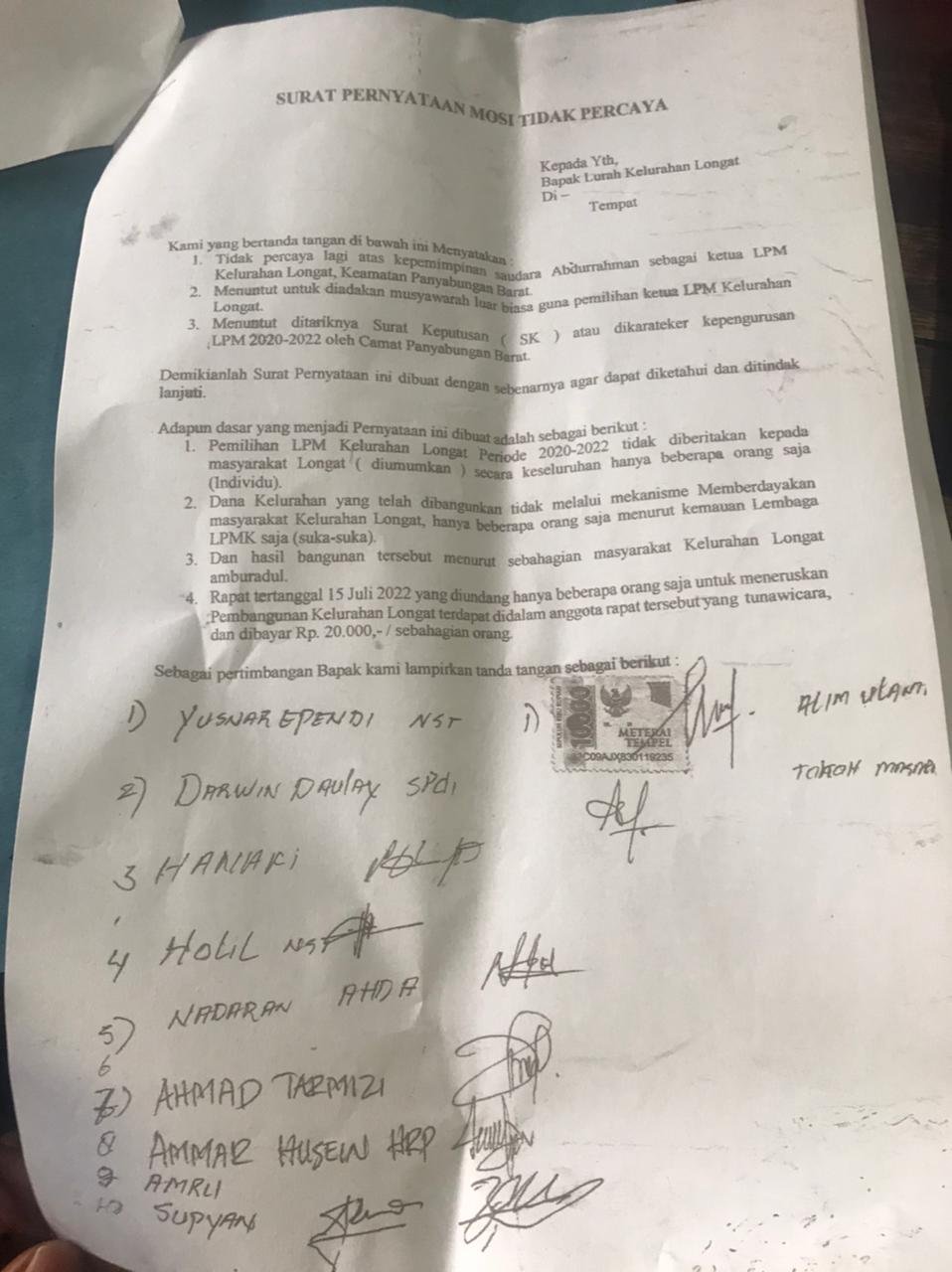 Warga Mosi Tidak Percaya LPM Kel.Longat – Malintang Pos Online